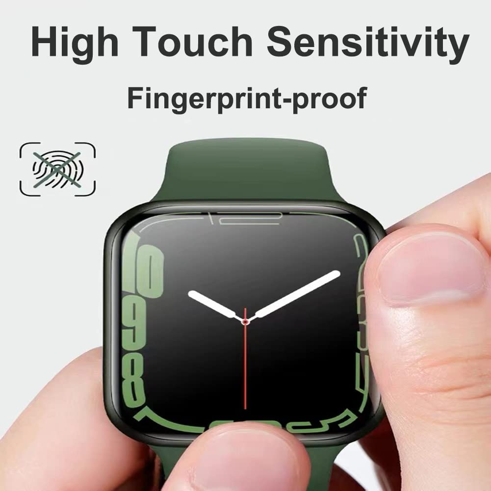 ZPIAR 2 Pack Apple Watch Series 8/7 45mm 41mm Tempered Glass Screen Protector,(New Version) Full Screen Coverage Bubble Free Anti-Scratch Waterproof Ultra HD Film for iWatch 8/7 (45mm Transparent)
