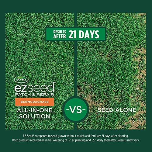 Scotts EZ Seed Patch and Repair Bermudagrass, 10 lb. - Combination Mulch, Seed, and Fertilizer - Tackifier Reduces Seed Wash-Away - Even Grows in Scorching Heat - Covers up to 225 sq. ft.