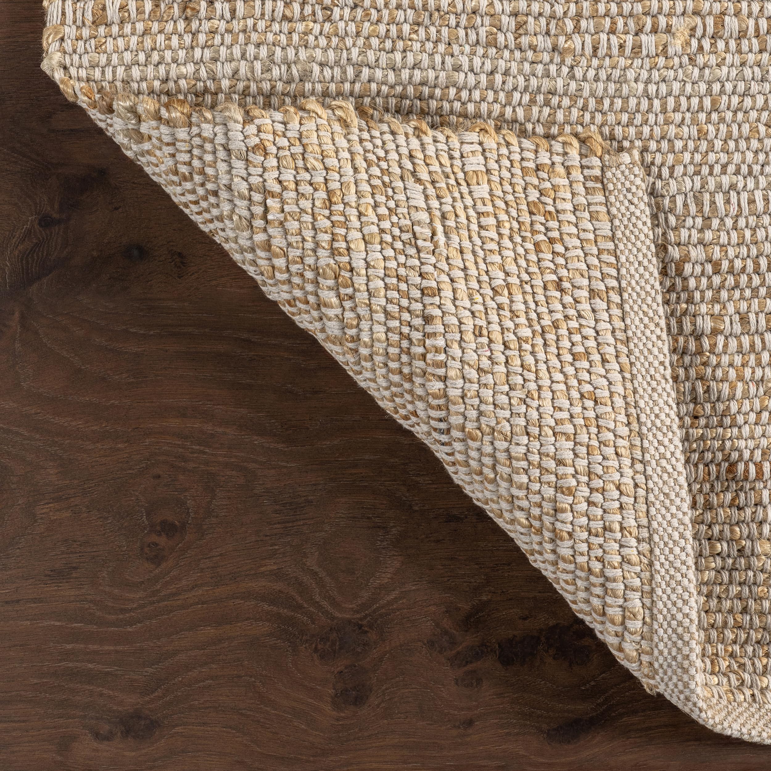 nuLOOM 4x6 Elfriede Jute & Cotton Hand Woven Area Rug, Natural, Solid Rustic Farmhouse Style, Weaved Design, Natural Fiber, For Bedroom, Living Room, Dining Room, Hallway, Office, Entryway