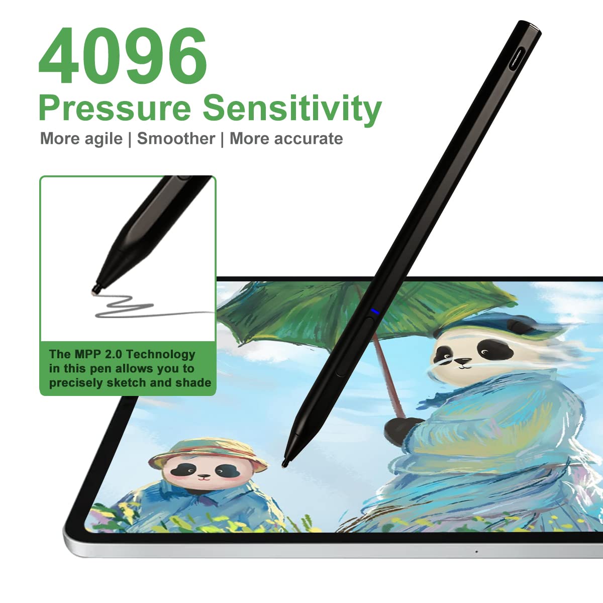 MPP 2.0 Stylus Pen for HP Envy X360 Specter X360 Pavilion x360 2-in-1 Laptops with 4096 Pressure Sensitivity and Palm Rejection Genuine Digital HP Pen Replacement Black