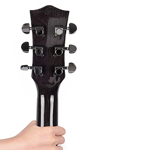 SheIRin 6 String Acoustic Guitar Beginner Starter Kit Guitarra Acustica Bundle Pack with Cutaway Body Set for Students Practice, Kids, Adults, Right, Black