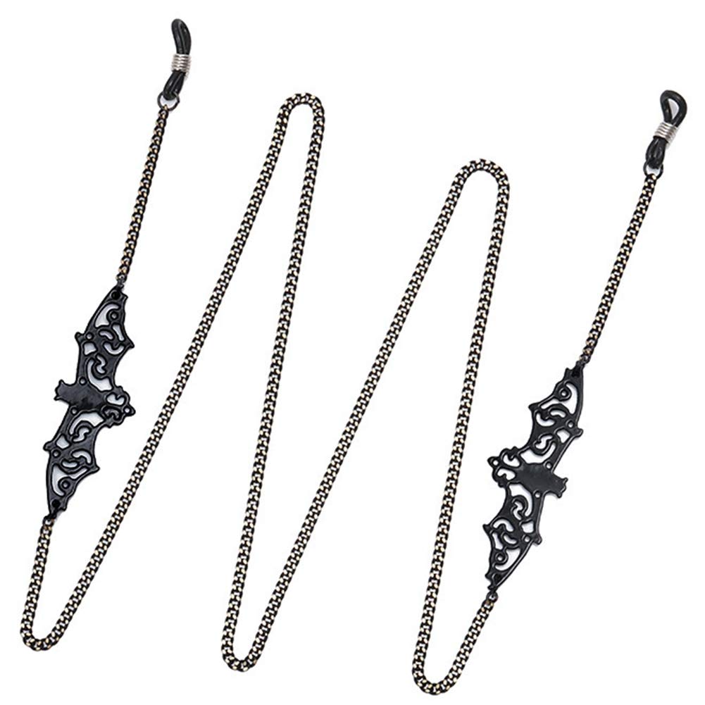Pinksee Women Men Glasses Chain Black Bat Eyeglass Strap Holder Eyewear Retainer