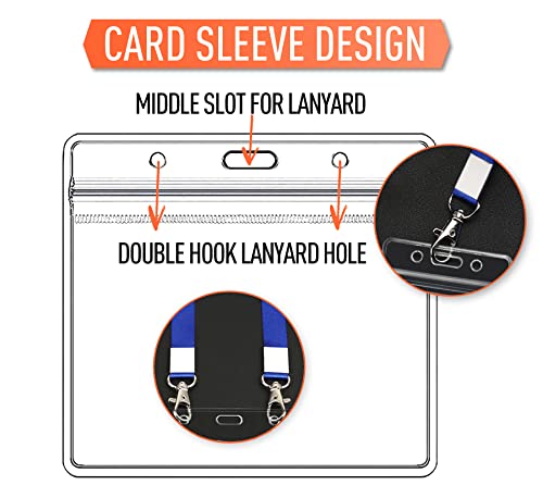 SUIXINFARO Waterproof Card Protector - 10 Pack Plastic ID Holder for Vaccination Clear Sleeves with Hole Slots Lanyards Vax Document Holders Resealable Zip, PVC 4.5''x3.1'', Transparent