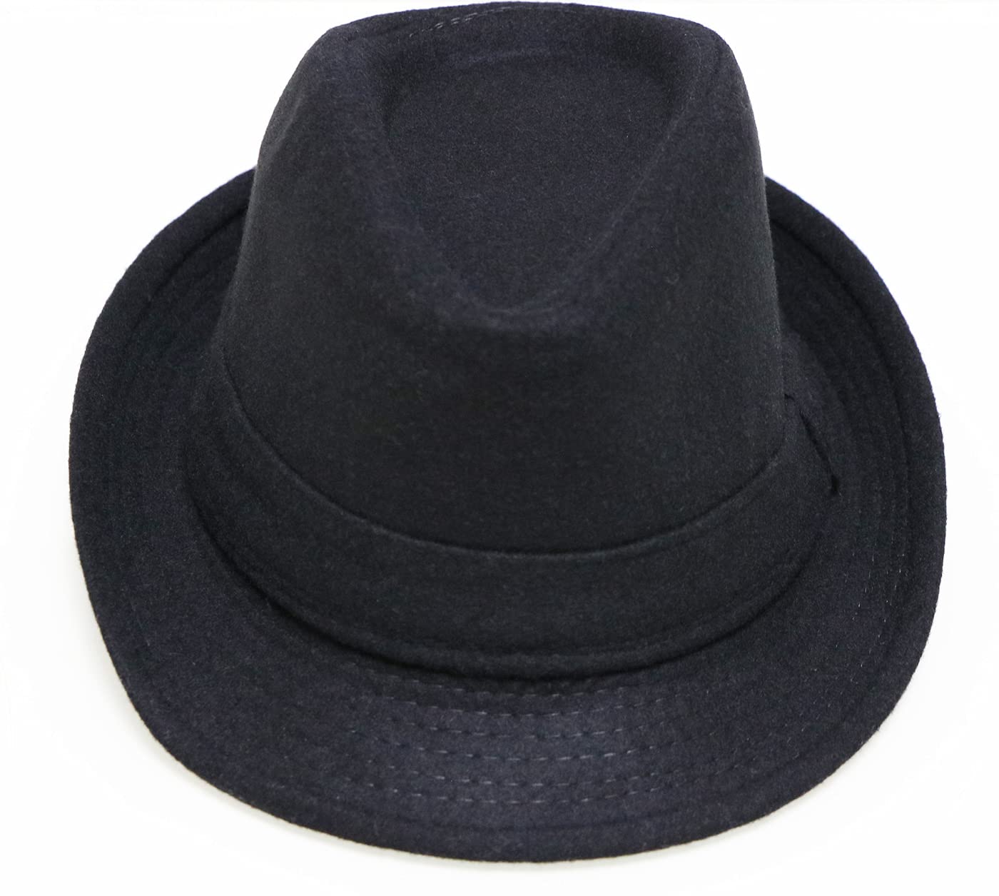 Unisex Classic Manhattan Fedora Hat Women Timelessly Felt Short Brim Gangster Trilby Hat for Men(Size:M)