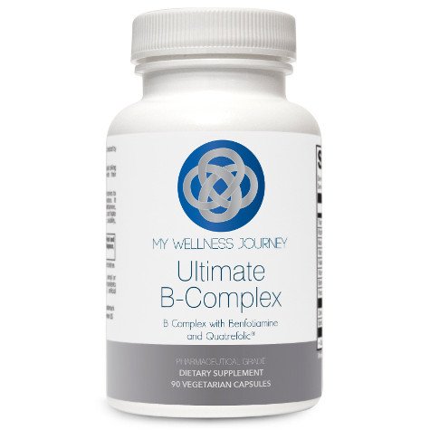 My Wellness Journey Ultimate B-Complex Activated B-Vitamins with Benfotiamine and Quatrefolic- Stress, Neurological and Adrenal Support- Increased Bioavailability- 90 Capsules