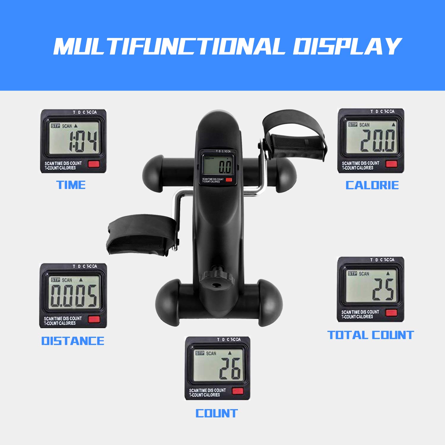 Portable Mini Cycle Bike Foot Pedal Exercise Machine Arm and Leg Recovery Peddler Exerciser Under Desk