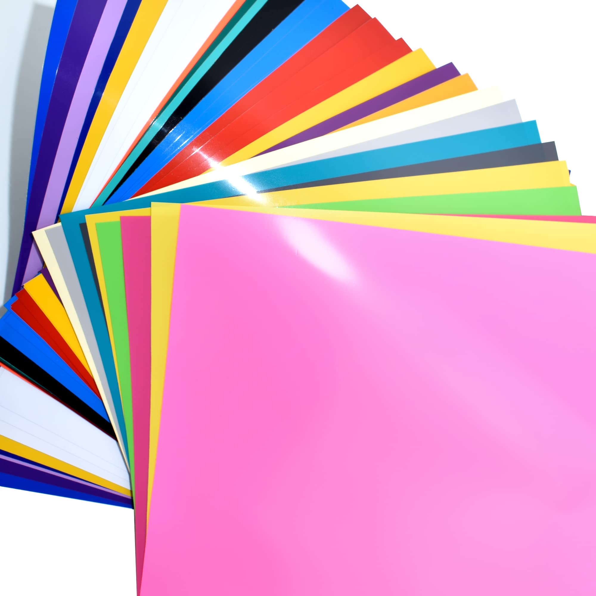 TECKFUNYL Permanent Adhesive Backed Vinyl Sheets (40 Packs, 12"x12") - Glossy 30 Colors Adhesive Vinyl 39 Sheets + 1 Transfer Tape Sheets for All Kinds of Cutting Machines