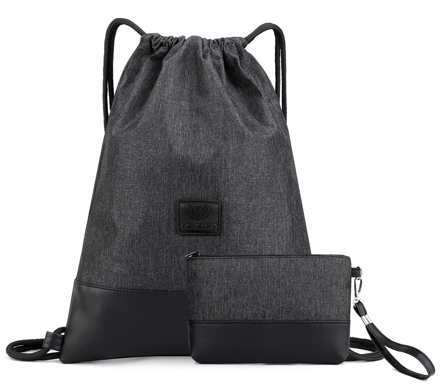 SunForMorning Drawstring Backpack Gym Sports String Bag Sackpack, Black