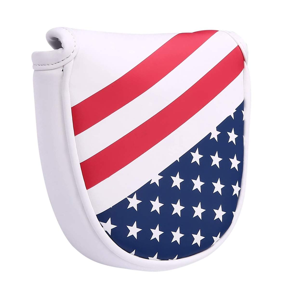 US Flag Golf Mallet Putter Cover Headcover Magnetic fits for Scotty Cameron X5, Callaway Odyssey Stroke Lab, 2 Ball, Odyssey Sabertooth Series Putters - PU Leather Golf Putter Cover Mallet