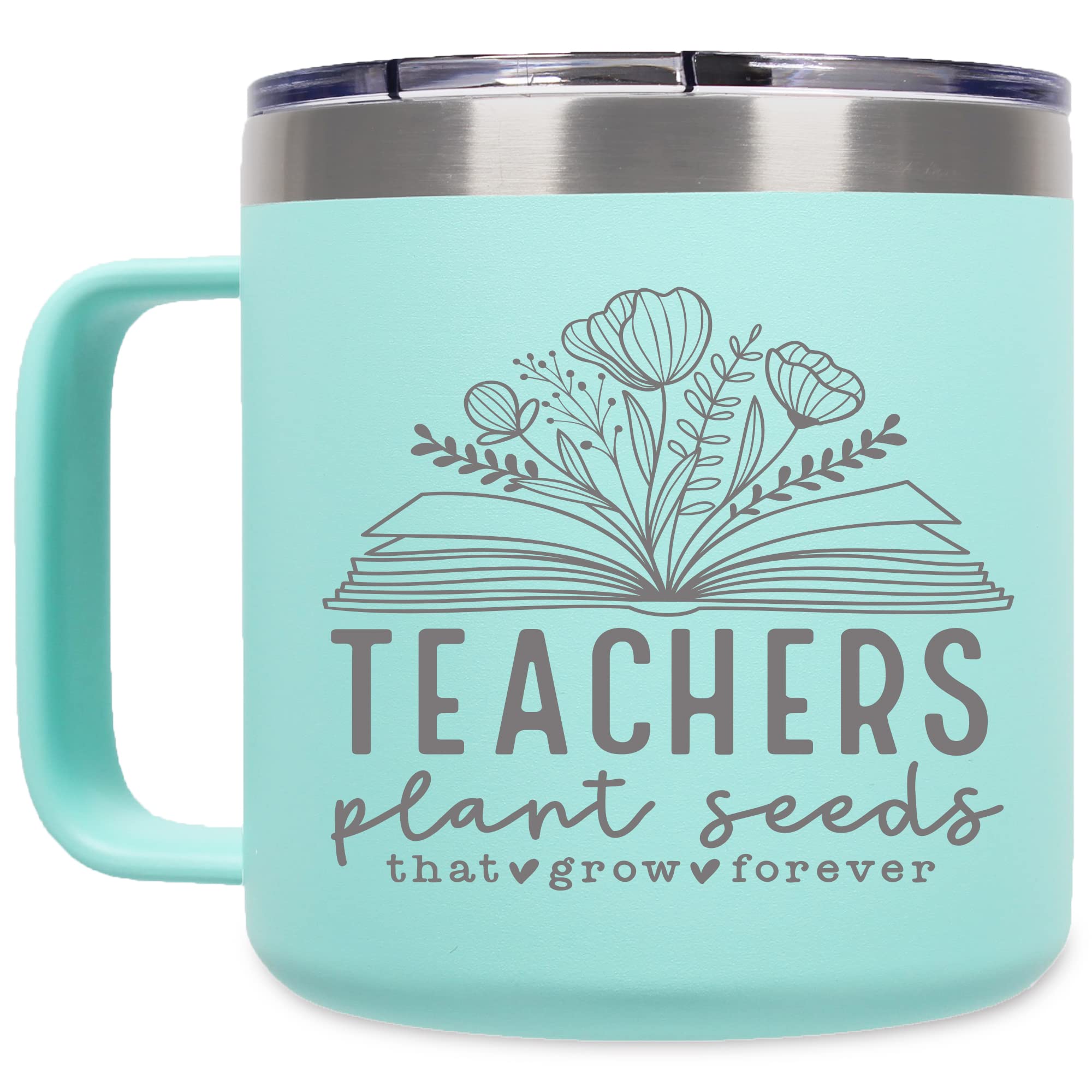 Teacher Appreciation Gifts for Women - Coffee Tumbler Mug for Teachers - Unique Gift Cup for Teaching, Birthday, Thank You, Best Friend, Coworker, Colleague, Her, Must Haves, Travel - 14oz (Mint)
