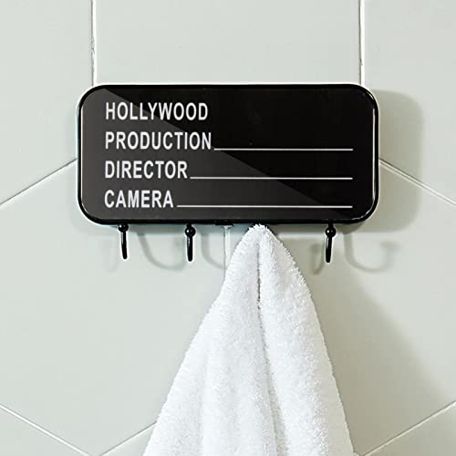 MUOOUM Key Hooks Movie Cinema Lapper Board Key Holder for Wall Decorative with 4 Key Hooks Coat Hanger, Purse Hanger, Towel Hook, Easy Mount Key Hangers