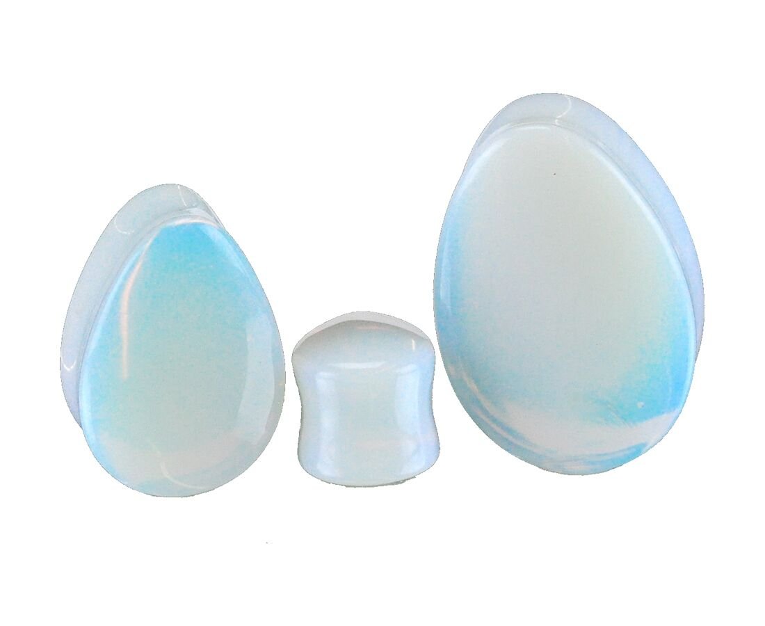 Mystic Metals Body Jewelry Opalite Stone Teardrop Plugs - Sold as a Pair (1-3/8" (35mm))