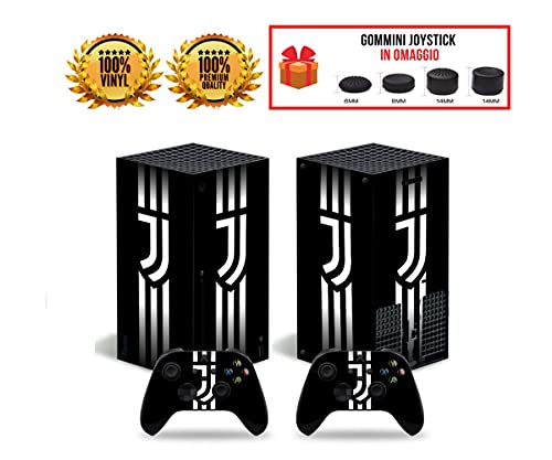 Skin sticker kit compatible with Xbox X + Set 4 pairs free rubber pads x Joystick controller made in Italy 100% Vinyl Cover Scratch Resistant HD Quality - JUVENTUS BLACK for X version