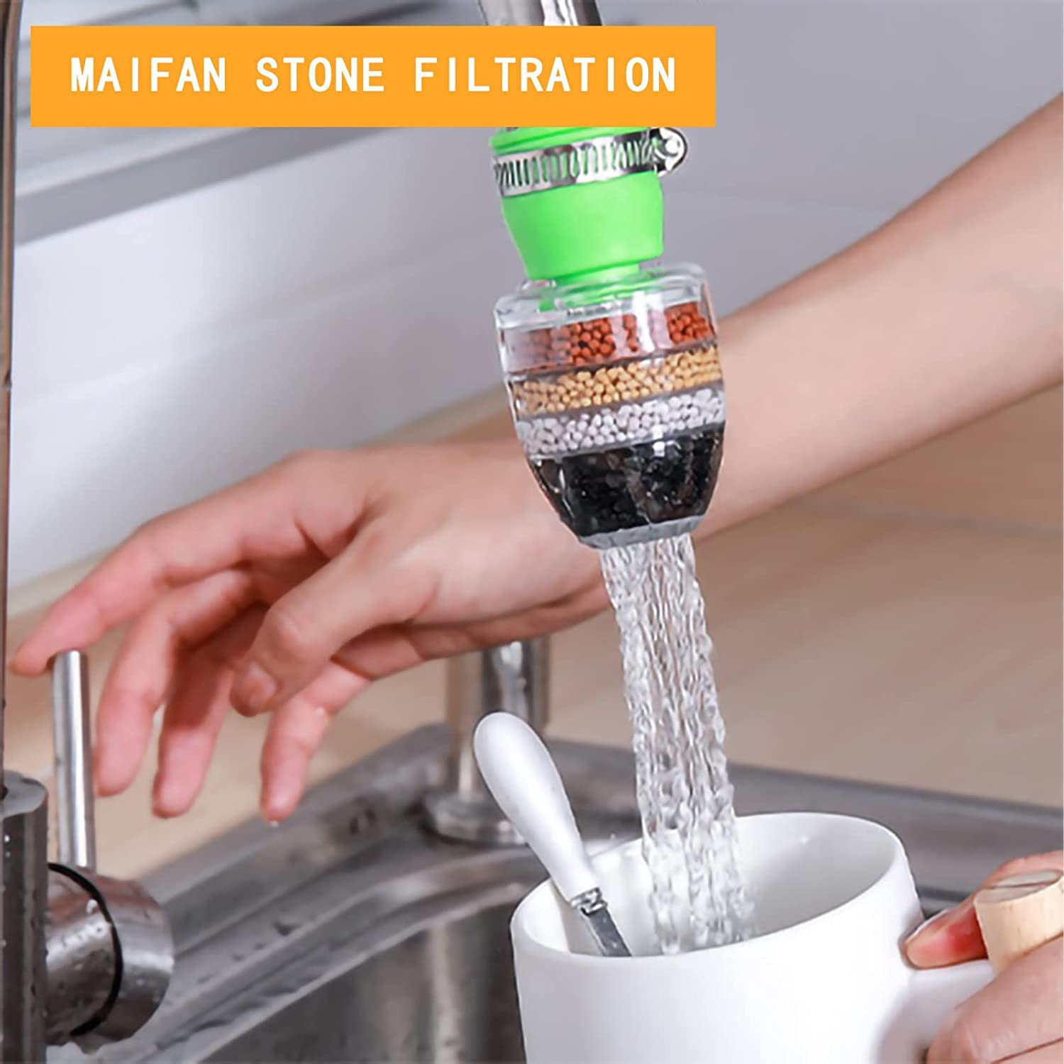 Universal Interface Faucet Filter Kitchen, 3pcs Water Filter Faucet Bathroom Sink, Universal Interface Activated Carbon Cleaning Purifier (3 PCS)