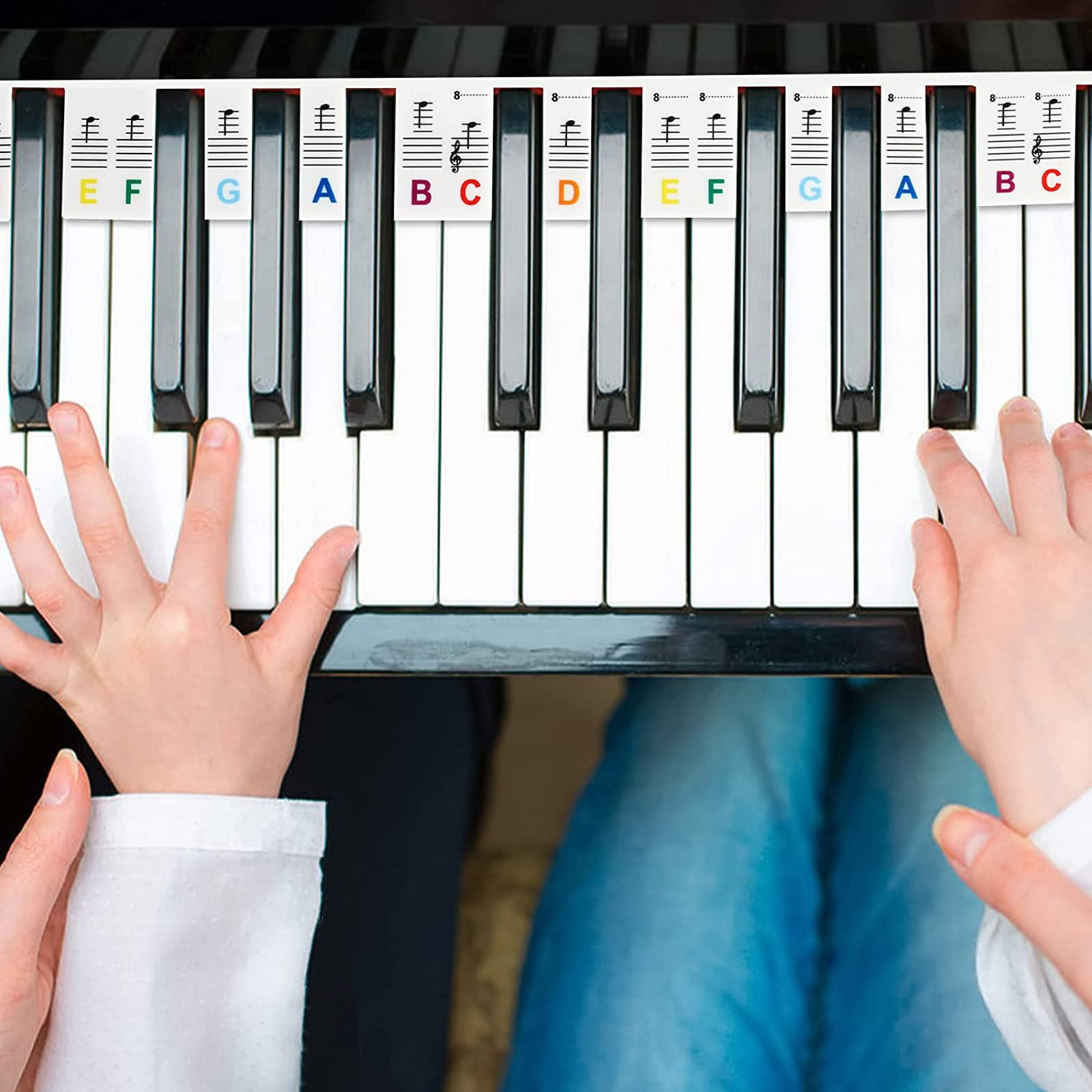 XAJH Piano Notes Guide for Beginner, Removable Piano Keyboard Note Labels for Learning, 88/61/54/49/37 Key, Made of Silicone, No Need Stickers, Reusable and Comes with Box