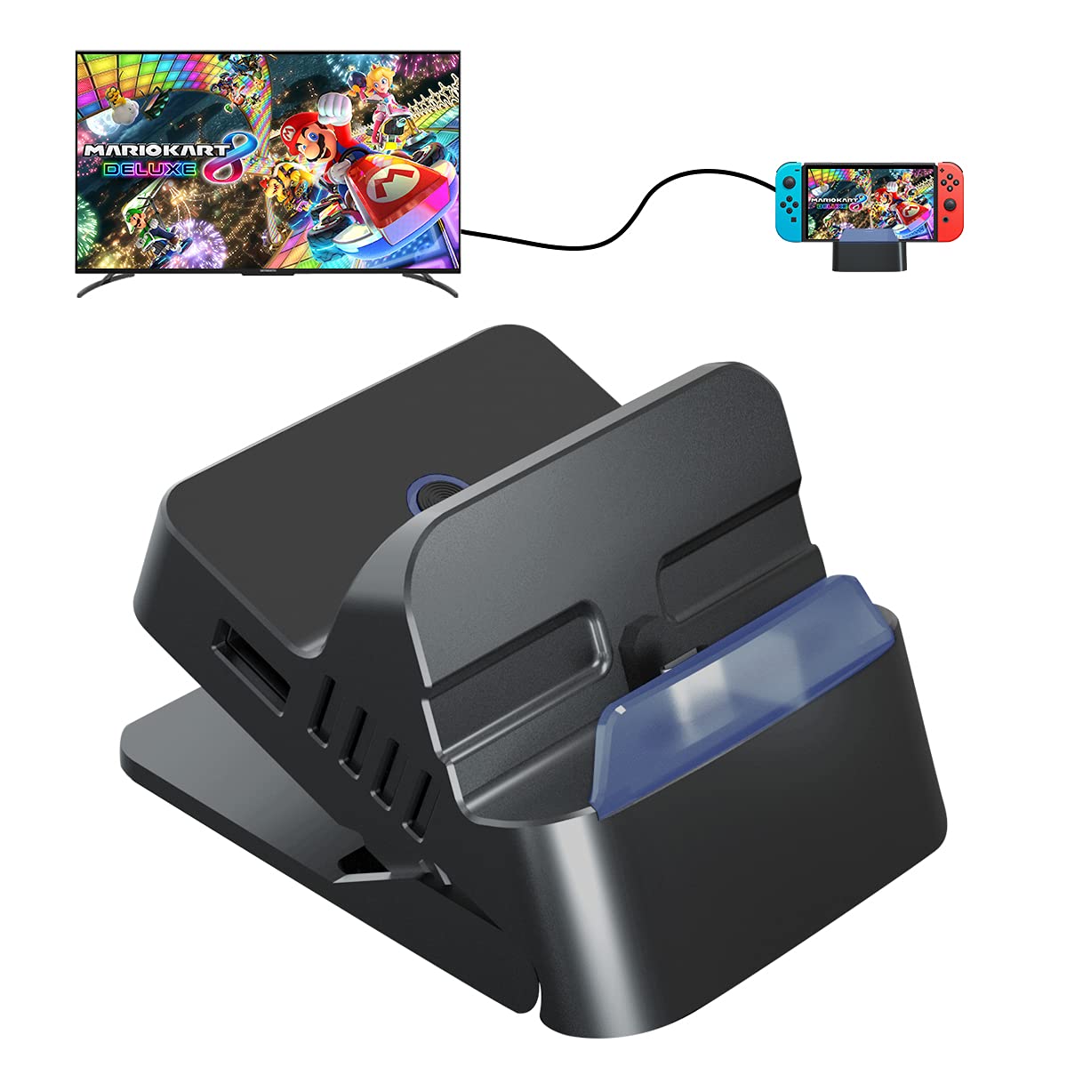 Switch Dock for Nintendo Switch Docking Station. Support Switch TV Dock Mode and Switch OLED Tablet Mode. HDMI Adapter Base for 4K TV and Output 1080P on Switch Charger Dock Set