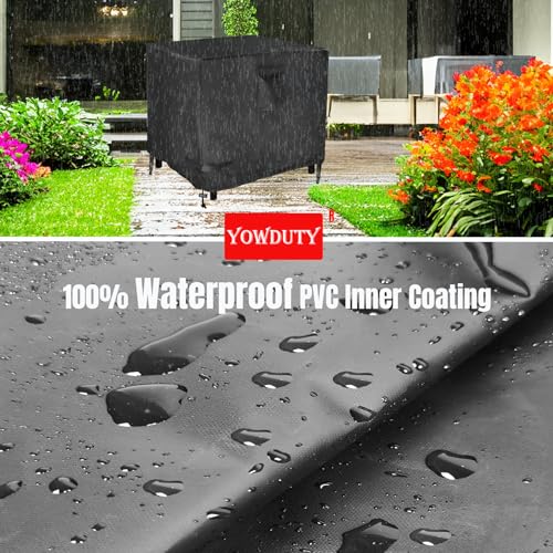YOWDUTY Propane Fire Pit Cover Square 30 Inch, Waterproof Heavy Duty 600D Gas Fire Pit Table Cover 30 x 30 x 25 Inch, Fit 28-30 Inch Firepit Table, All-weather Protection For Patio Fire Table