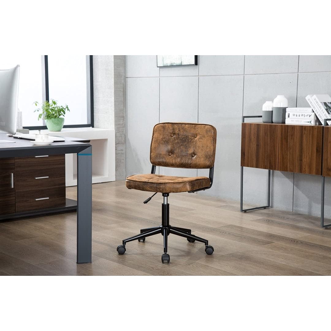 Porthos Home Office Chair with Stylish Suede Upholstery, Versatile Adjustable Height and Durable Roller Castor Wheels
