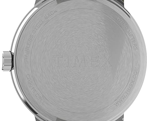 Timex Men's Easy Reader Bold 43mm Watch β Silver-Tone Case Black Dial with Black Leather Strap