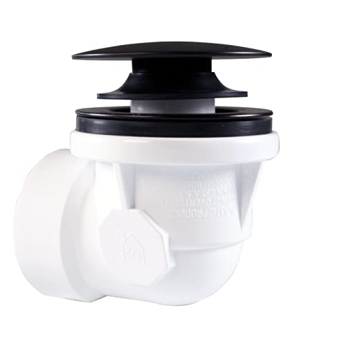 Westbrass 493244H-62 12" & 4" Bath Waste & Overflow Assembly with Tip-Toe Drain Plug and Illusionary Faceplate-SCH. 40 PVC Pipe, 1-Pack, Matte Black
