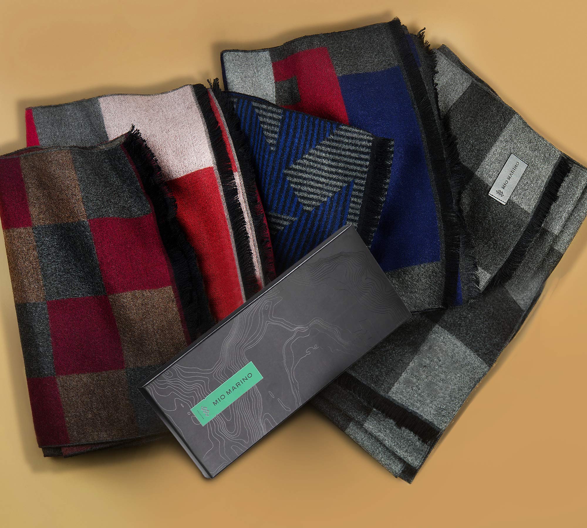 Marino’s Winter Cashmere Feel Men Scarf,100% Cotton Fashion Scarves, In Elegant Gift Box - Raven Ash - One Size