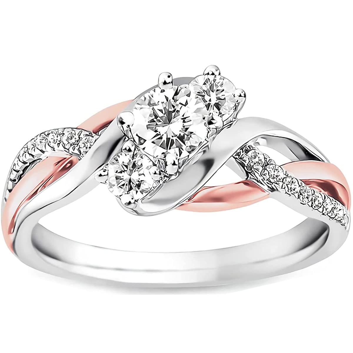 WKLFAI 2ct Engagement Rings for Women Three Stone Infinity Twisting Sterling Silver Moissanite Wedding Ring for Women Promise Ring Gift for Her,7