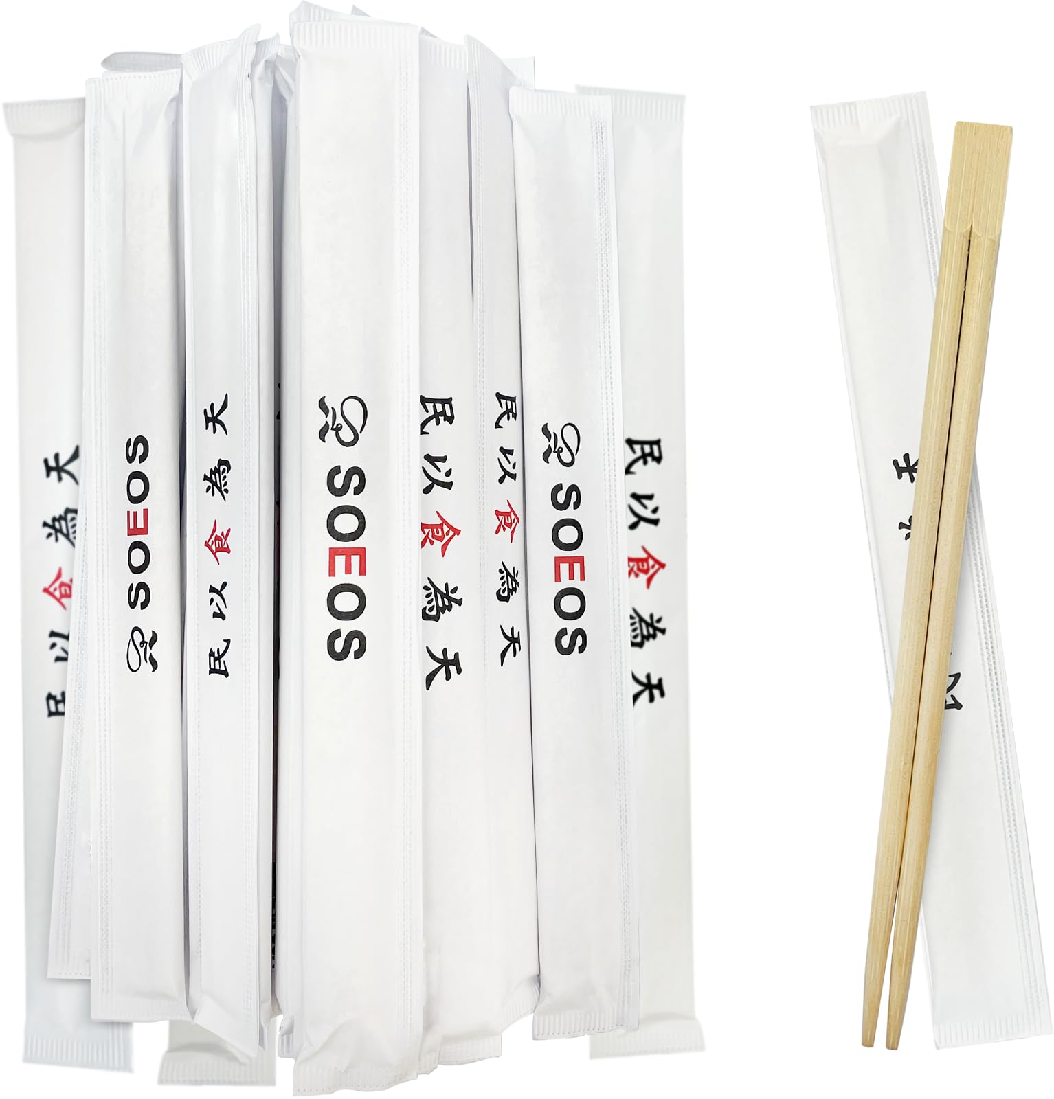 Soeos Chopsticks Disposable, Approx. 50 Sets, UV Treated Premium Disposable Chopsticks Individually Wrapped, Wooden Chopsticks Best for Japanese Sushi & Asian Dishes