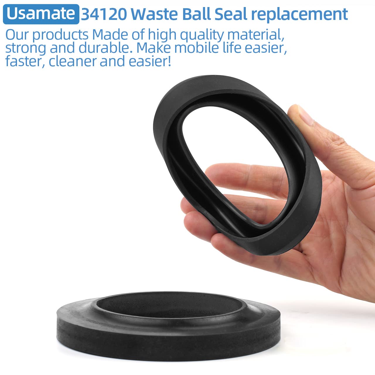 Usamate 34120 Waste Ball Seal Replacement for Style II & Style Plus Toilets Replace for Thetford, Include a Waste Ball Seal, a Base Gasket and Four Clear Plastic Gaskets