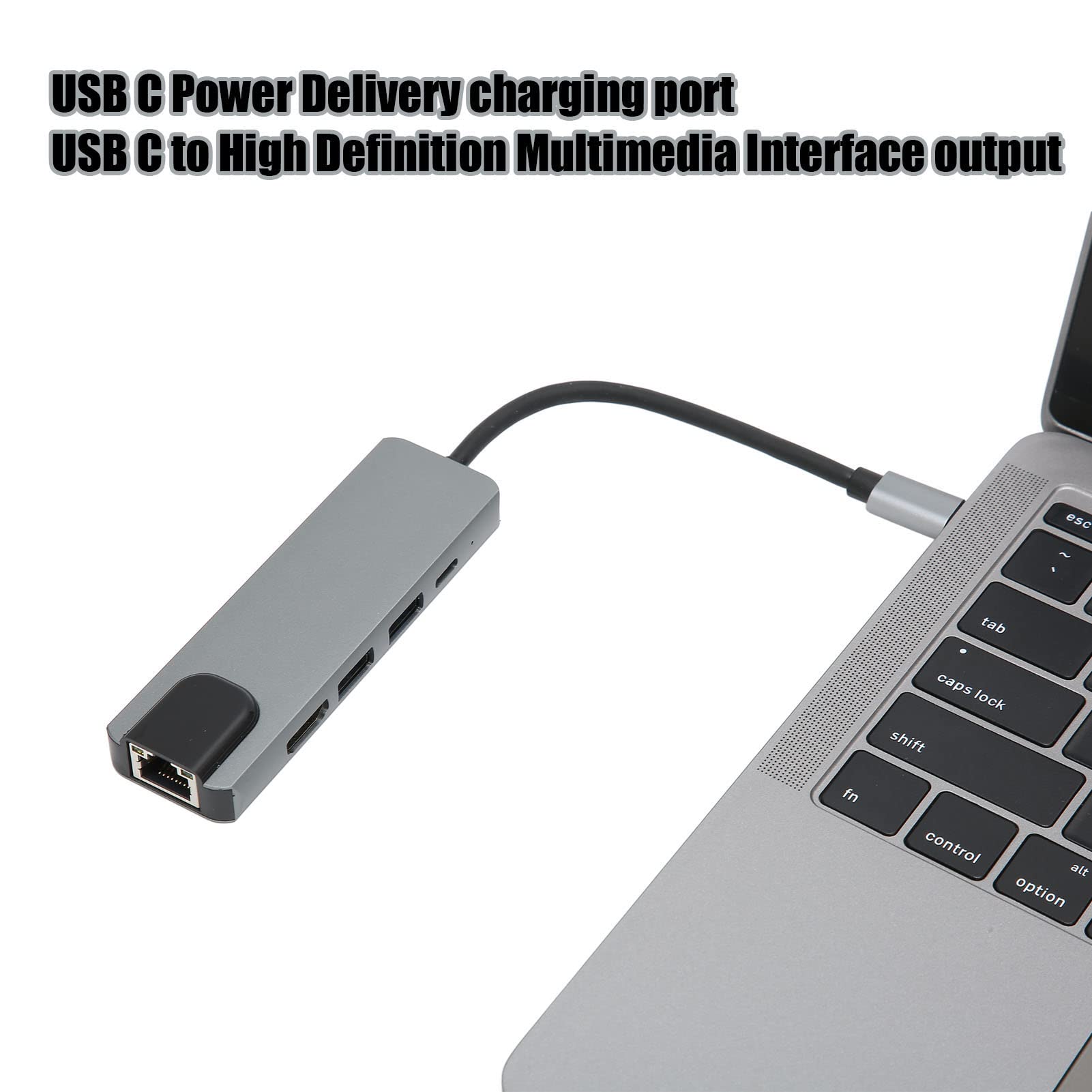 USB C Hub, 5 in 1 USB Adapter USB C to HDMI Multiport Adapter Laptop Docking Station with RJ45 Gigabit Ethernet, 4K HDMI, USB2.0, USB1.0, 100W PD