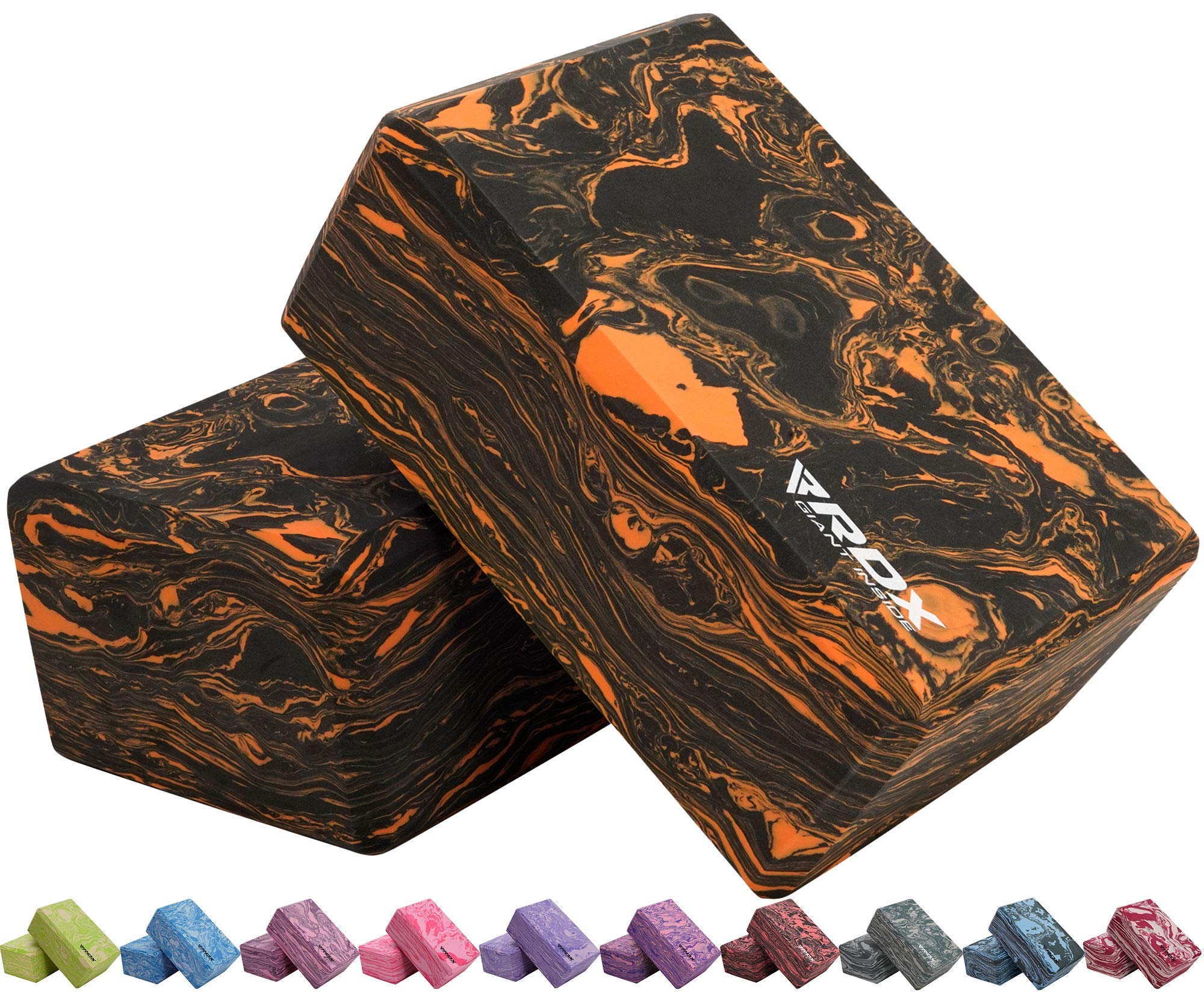RDX Yoga Block Set, High-Density Eva Foam,Non-Slip Brick for Pilates Flexibility Body Balance, Easy Grip Surface for Stability Strength Training Deepen Poses Exercise Office Home Gym, 23x15x9.8CM