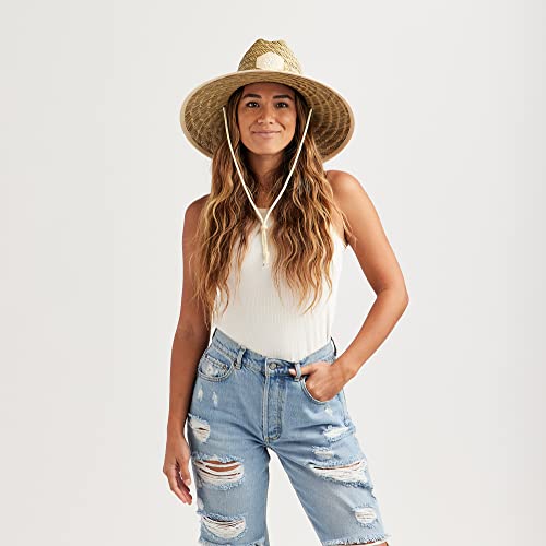 Straw Hat for Men & Women |Lifeguard Hat, Beach Hat & Sun Hat | Wide Brim for Sun Protection | One Size | Sunshine | Hemlock