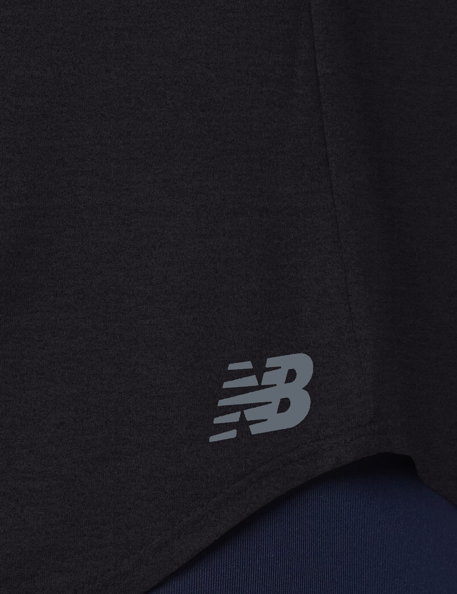 New Balance womens Sport Core Heather Short Sleeve Shirt, Black Heather, Medium US