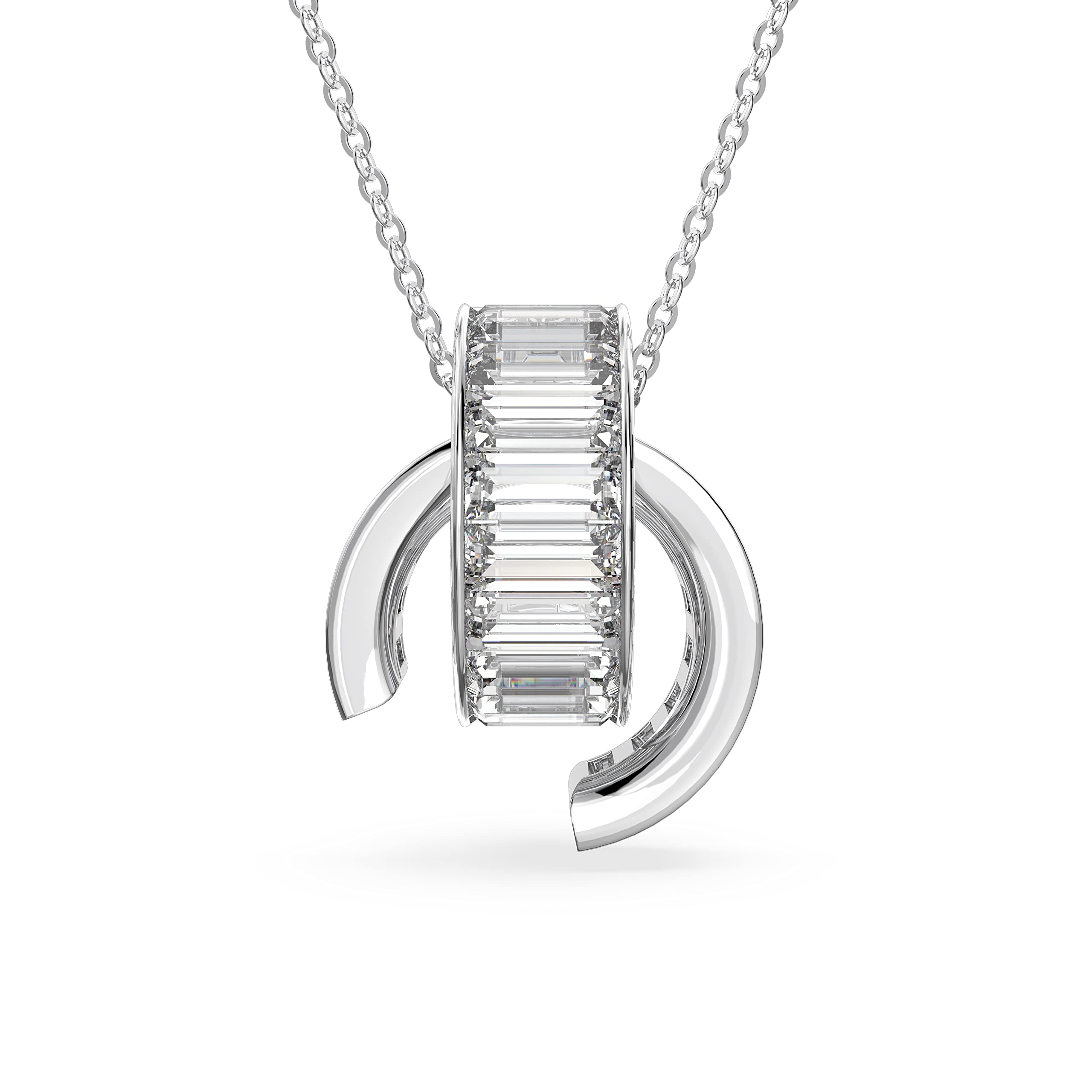 Swarovski Matrix pendant, Baguette cut, White, Rhodium plated