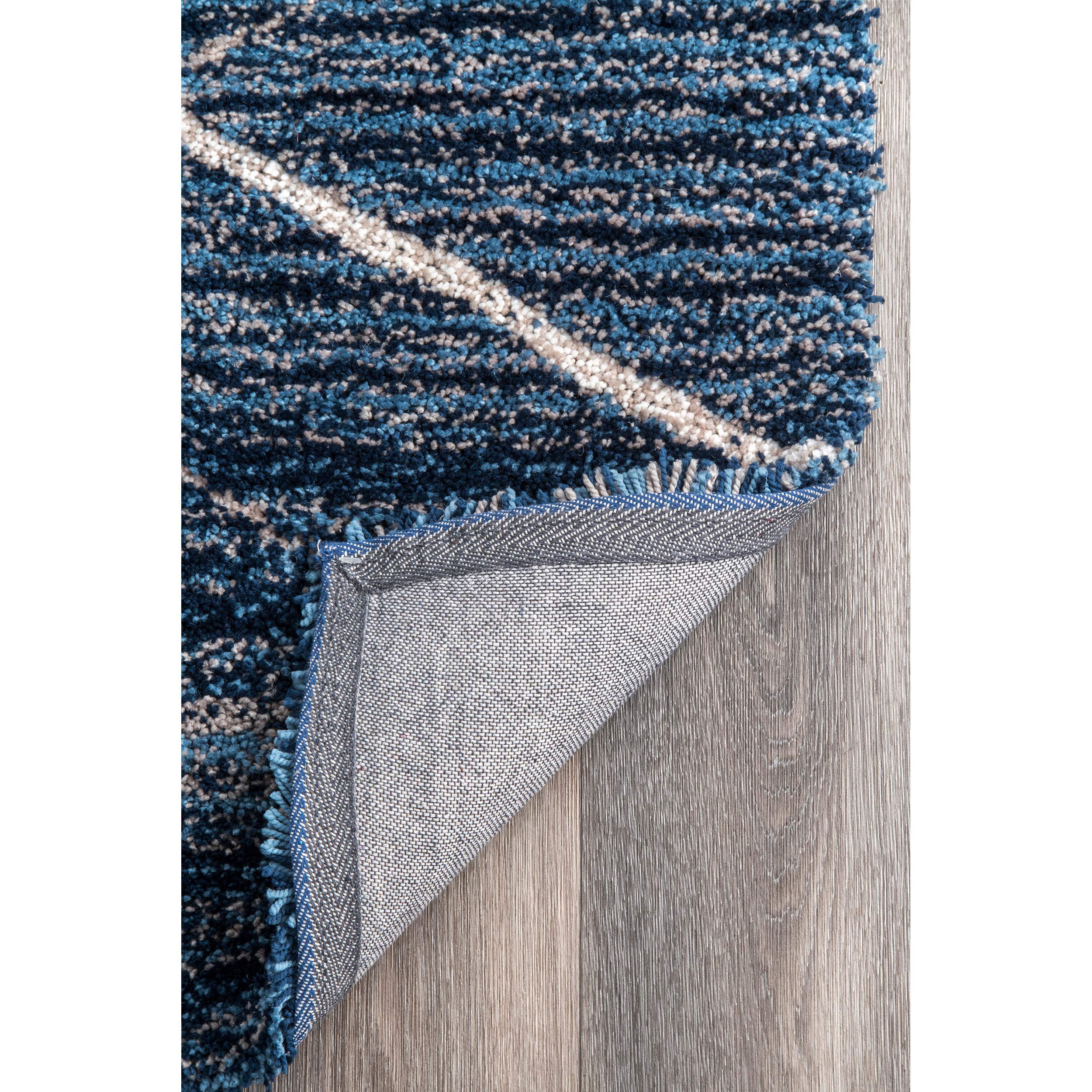 nuLOOM Hand Tufted Trellis Vito Shag Area Rug, 5x8, Blue