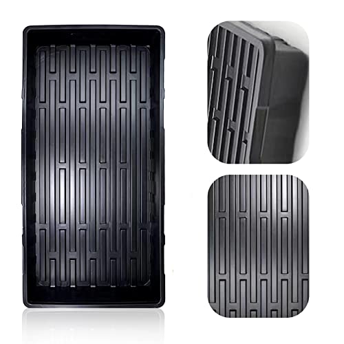 YTKD (10 Pack) 1020 Plant Growing Trays Extra Strength Durable Black Plastic Growing Trays for Seeds Seedlings Cloning Indoor Gardening, Sprouts and Microgreen(Without Drain Holes)