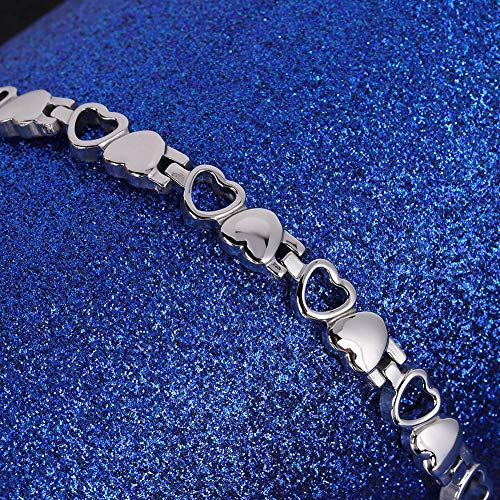 Pongnas Ms. Hollow Love Heart Titanium Magnetic Magnetic Bracelet Adjustable