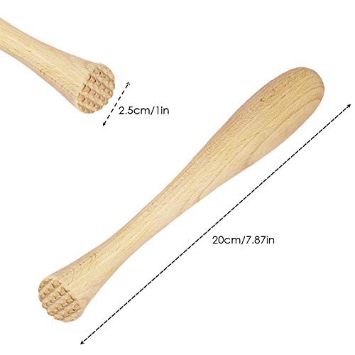 Set of 2, Cocktail Muddler Wood Bar Muddler, DaKuan Wooden Cocktail Muddler for Making Cocktails and Juice Drinks Tools(7.87 in/ 20 cm)