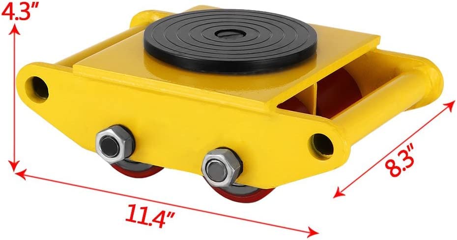 ZXMOTO Heavy Duty Machine Dolly Skates Industrial Machinery 6T 13200LBS,4pcs Machinery Mover Cargo Trolley with Steel Rollers Cap 360 Degree Rotation