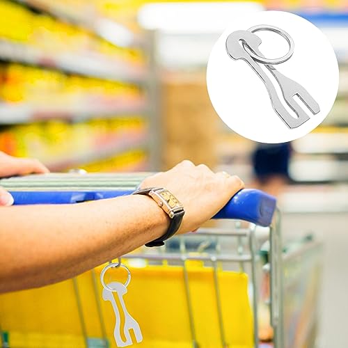 PATKAW 4pcs Shopping Trolley Release Key Removable Shopping Trolley Coin Stainless Steel Shopping Trolley Token