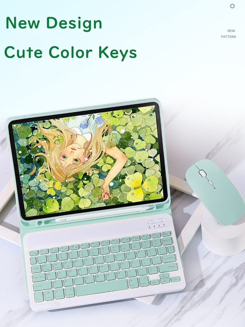 YEEHi Color Keyboard for iPad Mini 5th Generation iPad Mini 4 Keyboard Case with Mouse Cute Detachable Removable Wireless Bluetooth Keyboard Cover for iPad Mini 5 Mini 4 (Purple)