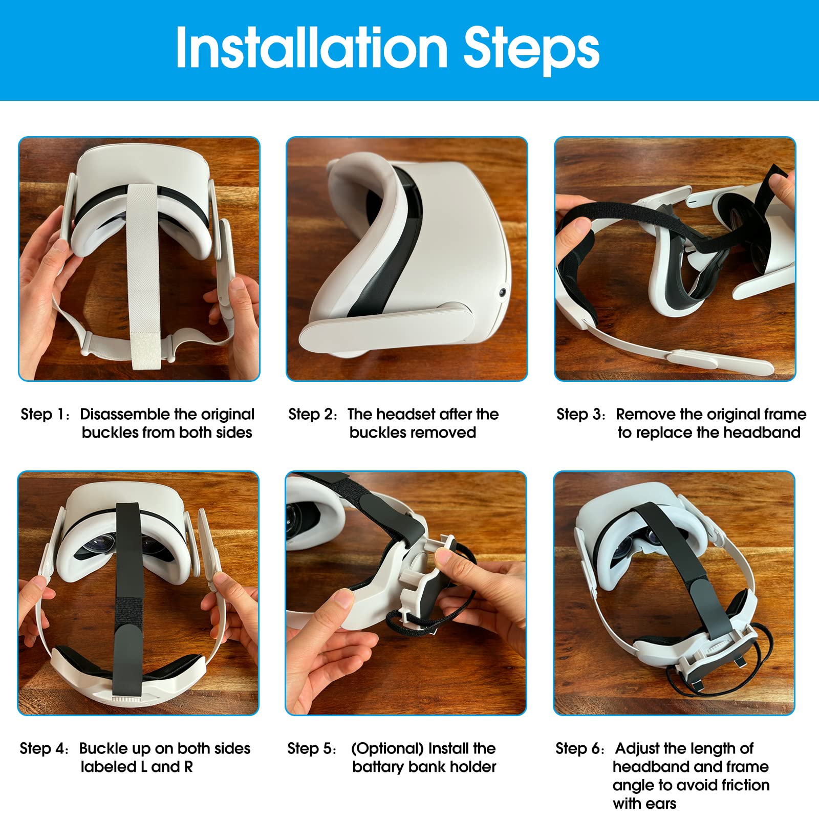 VR Accessories For Oculus Quest 2 Accessories For Oculus Quest 2 Head Strap For Meta Quest 2 Accessories Adjustable Head Strap with Head Cushion and Extra Battery Bank Holder Face Cover and Charging Cable