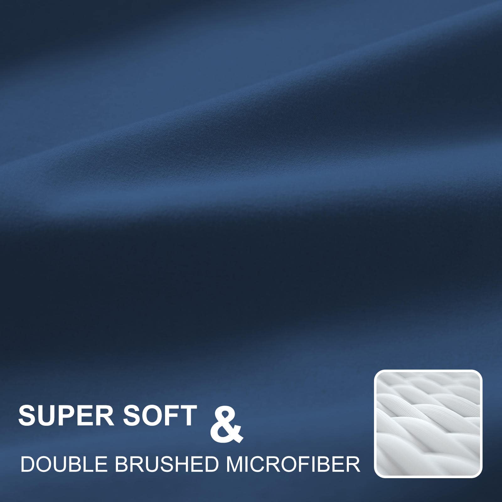 Queen Sheet Set - 4 Piece Queen Bed Sheet Set Soft Brushed Microfiber 1800 Thread Count Extra Deep Pocket Bed Sheets Breathable & Cooling Bedding Sheet - Wrinkle & Fade Resistant - Navy Blue