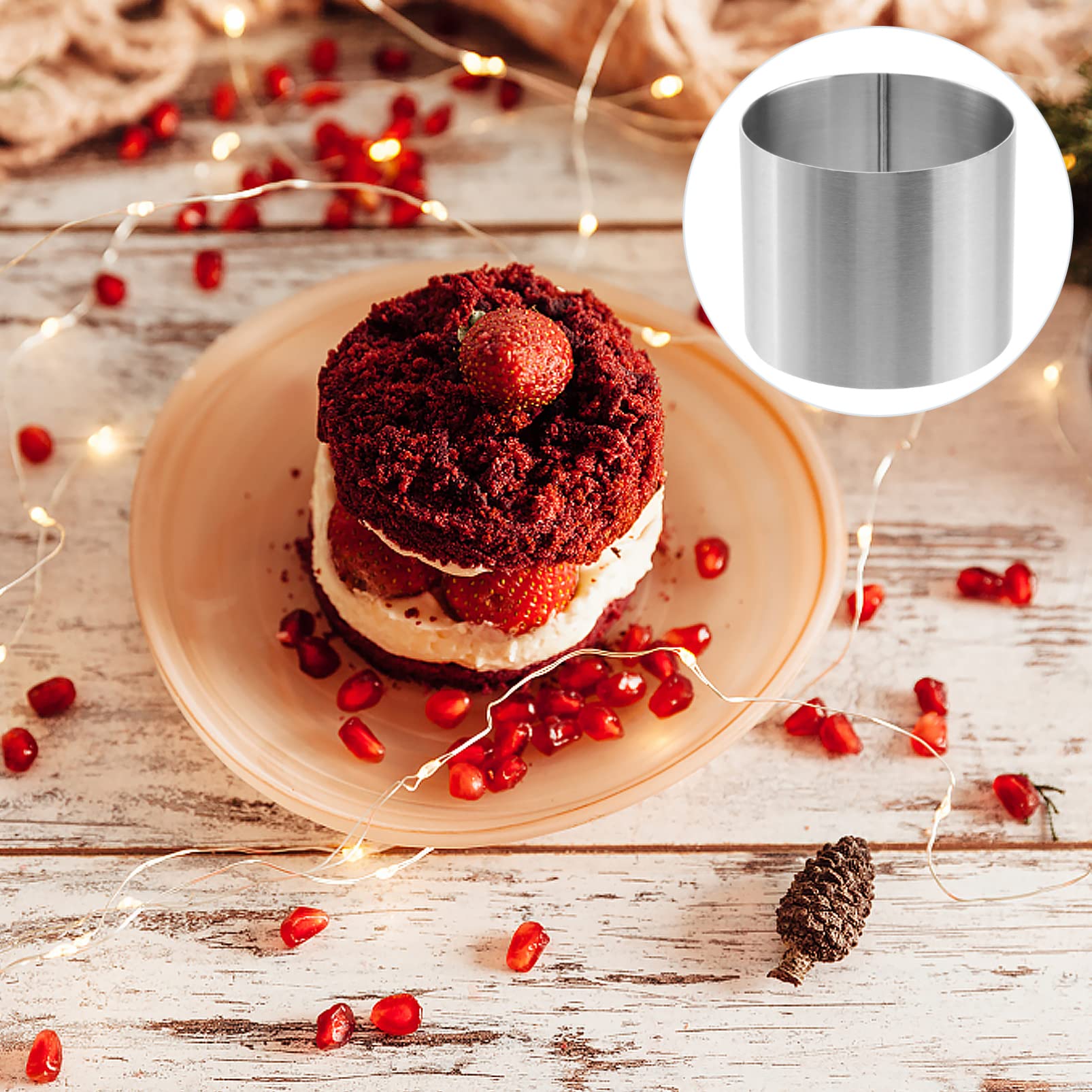 Yardwe 12pcs Mousse Cake Mold Round Mousse Ring Stainless Steel Cake Mousse Ring for Desserts Pastry Eggs 6 * 6 * 5CM