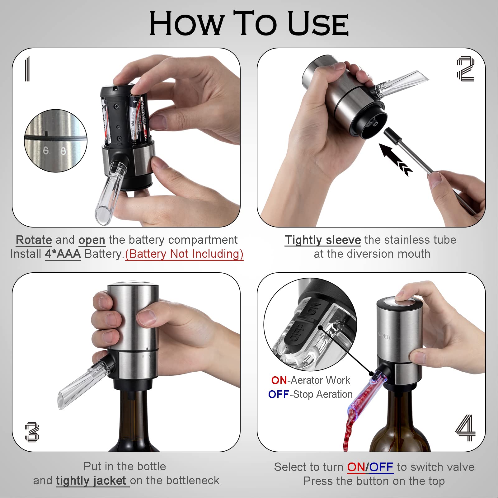 Wine Pourer,VENZELL Electric Wine Aerator Pourer, One-Button Smart Wine Decanter with Wine Opener, Automatic Wine Decanter with Vacuum Wine Stopper,Wine Decanter and Dispenser, Pump Aeration Pourer