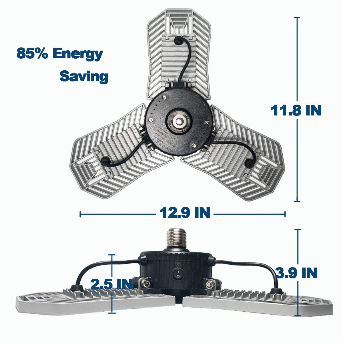 Mopzlink Garage Lights, 80W 8000 Lumens LED Garage Light, Deformable Garage Ceiling Lighting, High Brightness Shop Light for Garage, Basement, Workshop, LED High Bay Light Bulb.