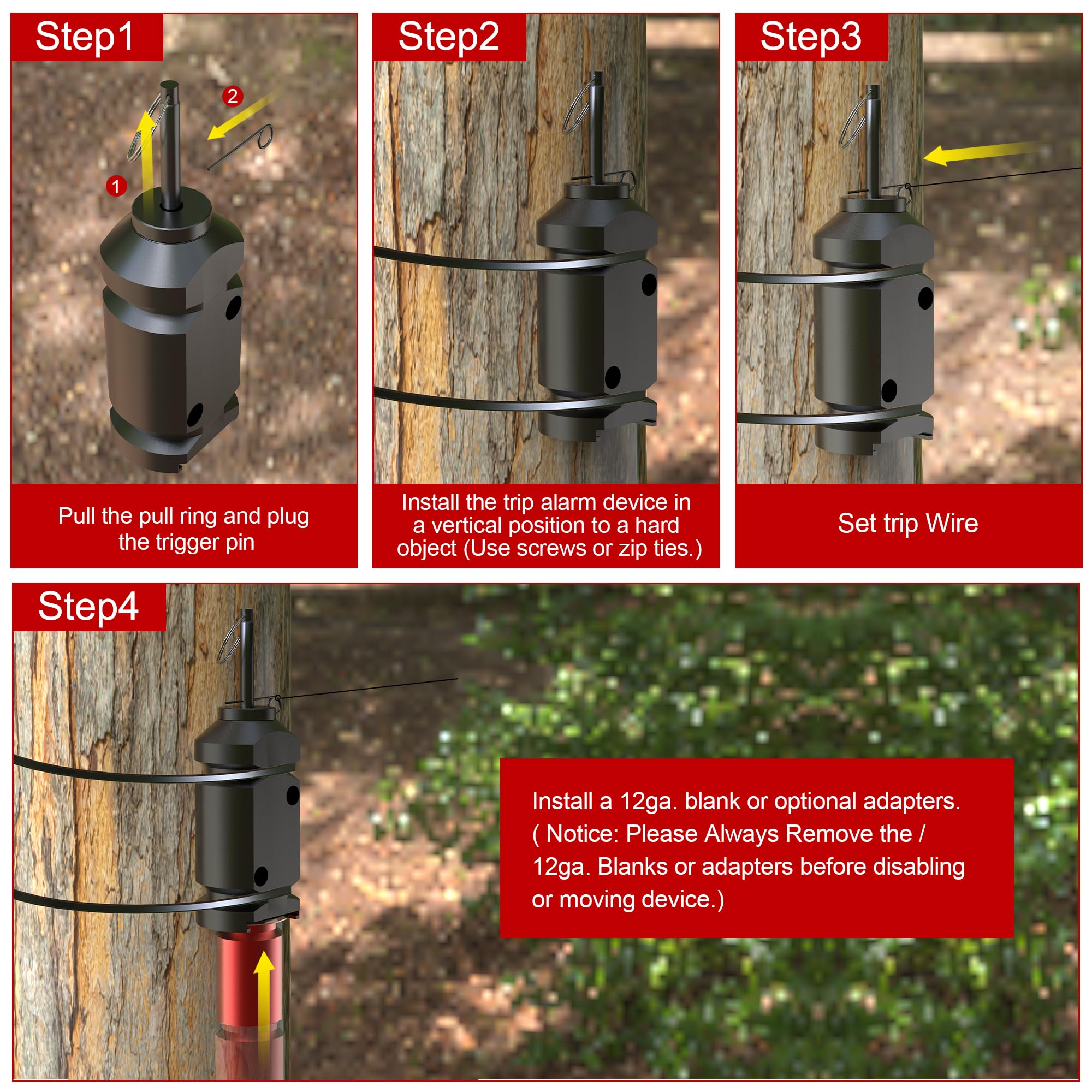 REMFLY Perimeter Trip Alarm, 12 Gauge Camping Trip Wire Alarm Device, Early Warning Security System for Camping and Property Safety( Version2)