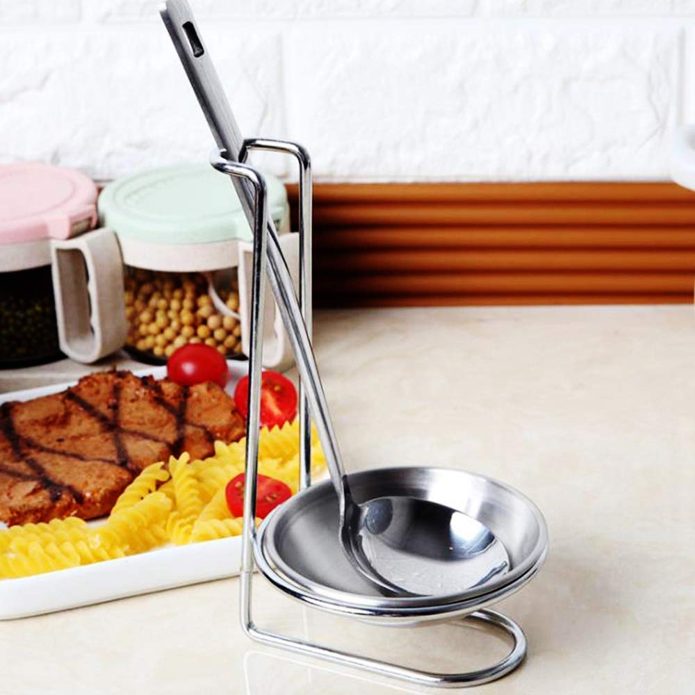 Spoon Rest Holder Stainless Steel Vertical Saving Soup Ladles Holders or Hotpot Restaurant, Buffet, Fast Food Restaurant Kitchen Decor Tool 2Pack (Spoon Rest)