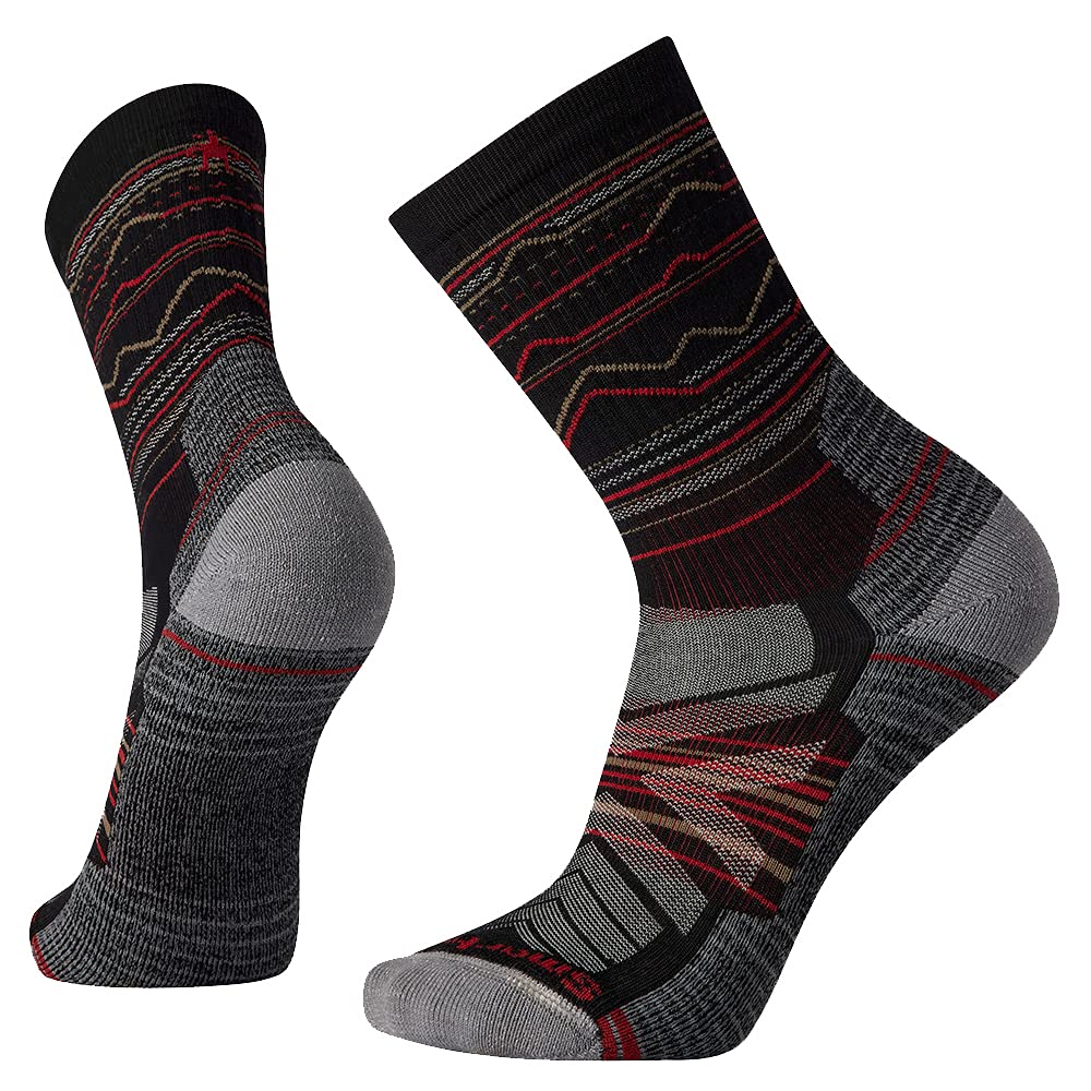 Smartwool Men's Hike Light Cushion Mountain Range Pattern Crew Socks, Medium Gray, Large