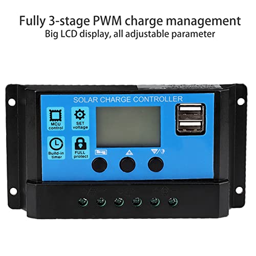 Solar Charge Controller, 60A/50A/40A/30A/20A/10A 12V 24V Auto Solar Charge Controller PWM Controller (50A)