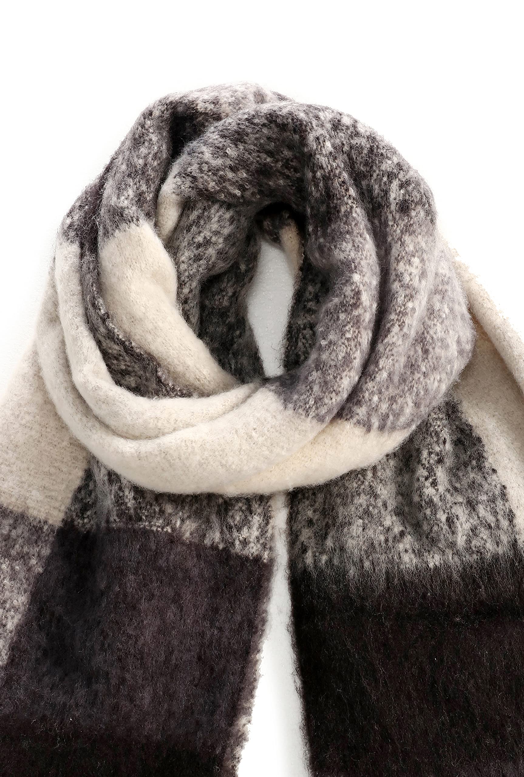 SUNNSET Women's Fall Winter Classic Tassel Plaid Scarf Warm Soft Blanket Shawl Scarves (BLACK)